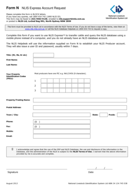 Fillable Online Form N NLIS Express Account Request Please complete ...