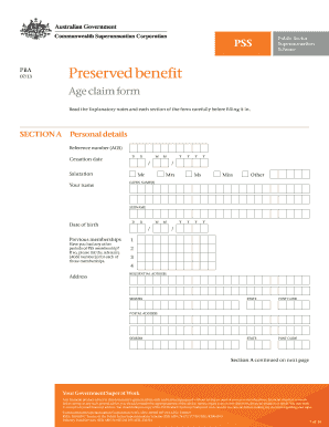 Fillable Online pss gov Preserved benefit age claim Preserved benefit ...