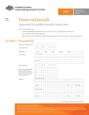 Fillable Online pss gov Approved invalidity benefit claim form Fax ...