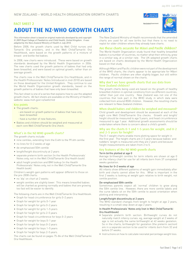 Fillable Online ABOUT THE NZ-WHO GROWTH CHARTS Fax Email Print - pdfFiller