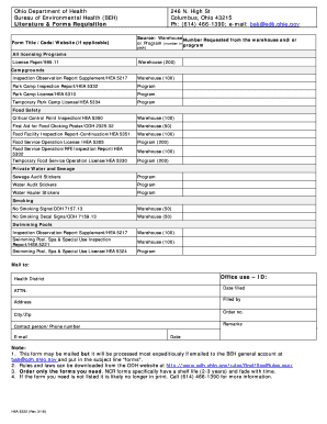 Fillable Online odh ohio 512 Literature requisition - Ohio Department ...