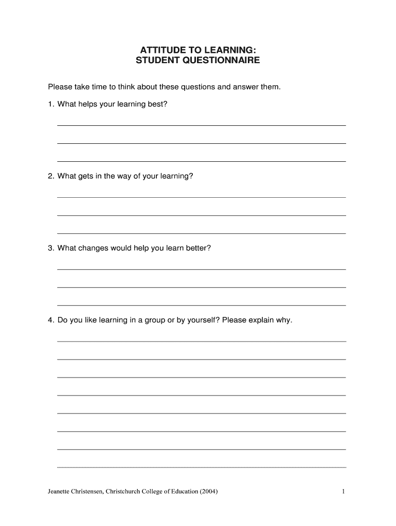 Fillable Online gifted tki org ATTITUDE TO LEARNING STUDENT ...