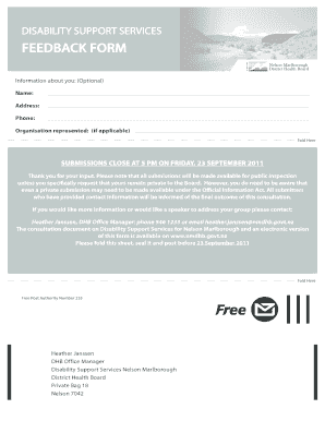 Fillable Online DISABILITY SUPPORT SERVICES FEEDBACK FORM Fax Email ...