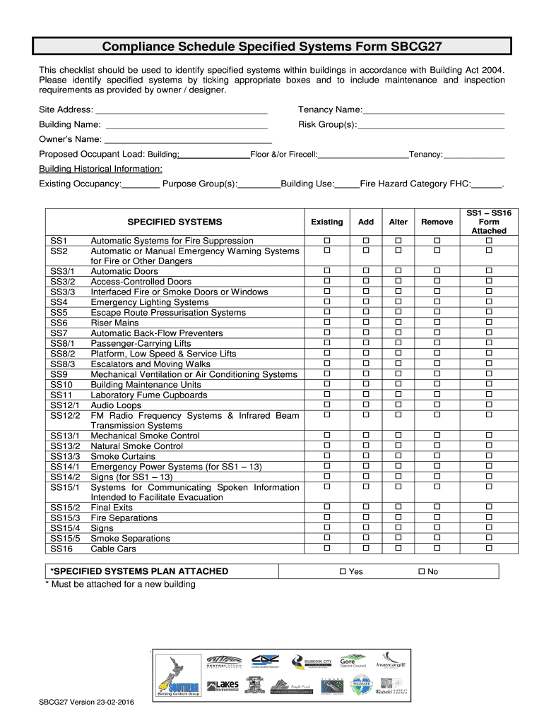 Fillable Online Please identify specified systems by ticking ...