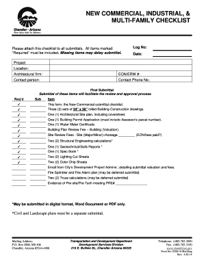 Fillable Online chandleraz New Commercial Submittal Checklist Civil Plan Review Fax Email Print ...