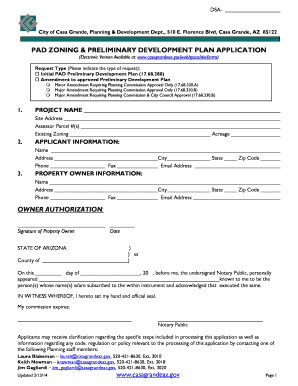 Fillable Online PAD ZONING PRELIMINARY DEVELOPMENT PLAN APPLICATION Fax ...