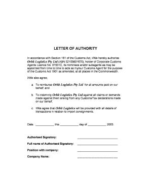 Fillable Online Letter of Authoritydoc Fax Email Print - pdfFiller