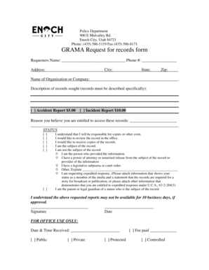 Fillable Online cityofenoch GRAMA Request for records form ...