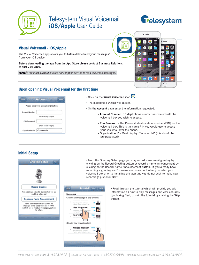 Fillable Online Telesystem Visual Voicemail Fax Email Print - pdfFiller