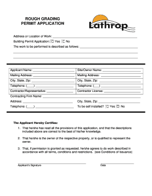 Fillable Online ci lathrop ca Rough Grading Permit Application ...