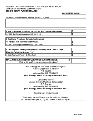 Fillable Online insurance mo SECOND INJURY FUND SURCHARGE Fax Email ...