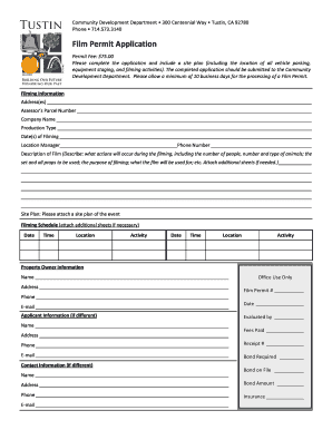 Fillable Online econnect tustinca Film Permit Application ...
