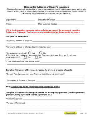 Fillable Online hr sonoma-county Request for Evidence of Countys ...