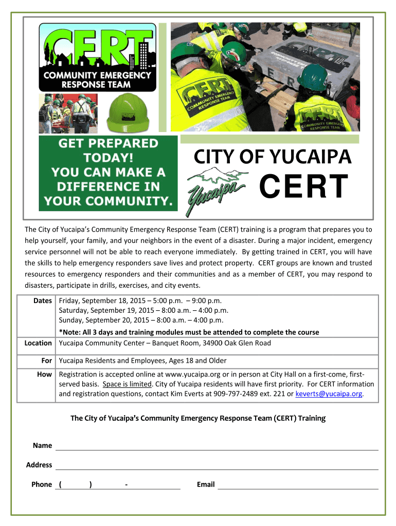 Fillable Online yucaipa Cert Flyer Fax Email Print - pdfFiller