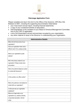 Fillable Online govhouse qld gov Patronage Application Form - govhouseqldgovau - govhouse qld ...