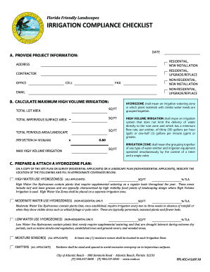 Fillable Online coab Florida Friendly Landscapes IRRIGATION COMPLIANCE ...