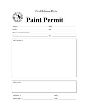 Fillable Online hollywoodfl City of Hollywood Florida Paint Permit ...