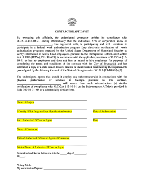 Fillable Online brunswickga CONTRACTOR AFFIDAVIT - Brunswick Georgia ...