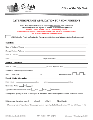 Fillable Online Office of the City Clerk NonResident Alcoholic Beverage ...