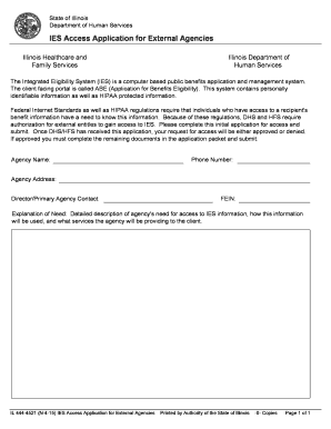 Fillable Online dhs state il IES Access Application for External Agencies - dhsstateilus Fax ...