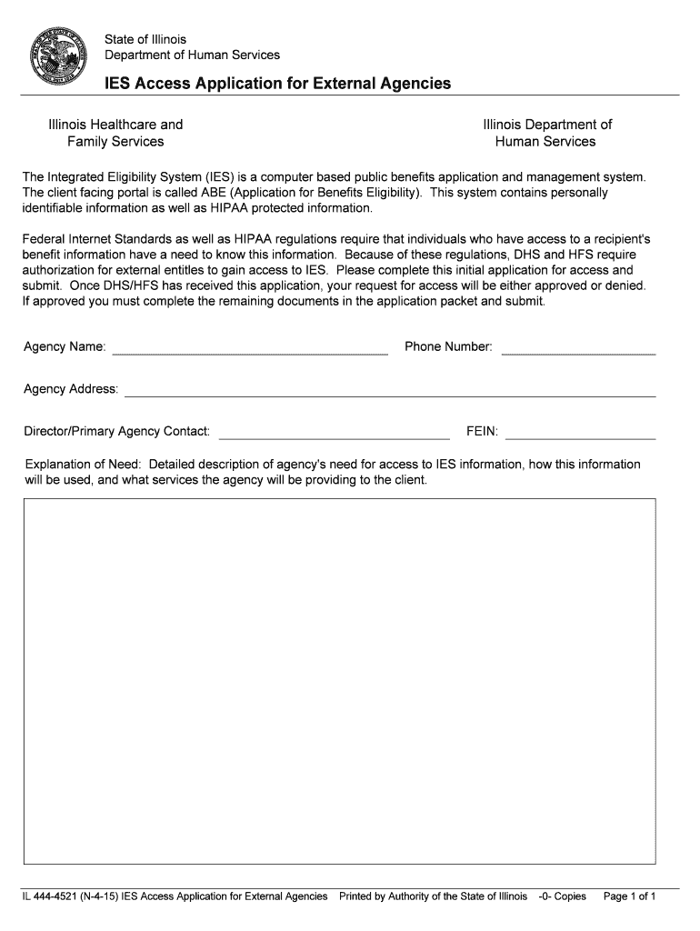 Fillable Online dhs state il IES Access Application for External Agencies - dhsstateilus Fax ...