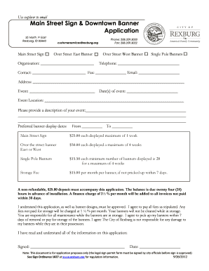 Fillable Online Main Street Sign Downtown Banner Guidelines Fax Email ...