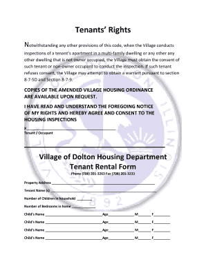 Fillable Online vodolton Tenants Rights - Dolton Fax Email Print ...