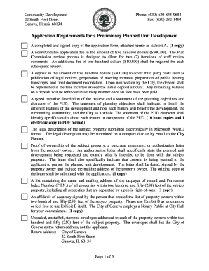 Fillable Online geneva il Application Packet for a Preliminary Planned Unit Development Fax ...
