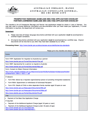 Fillable Online PARTNER (COMBINED SUBCLASS 309/100) VISA APPLICATION ...
