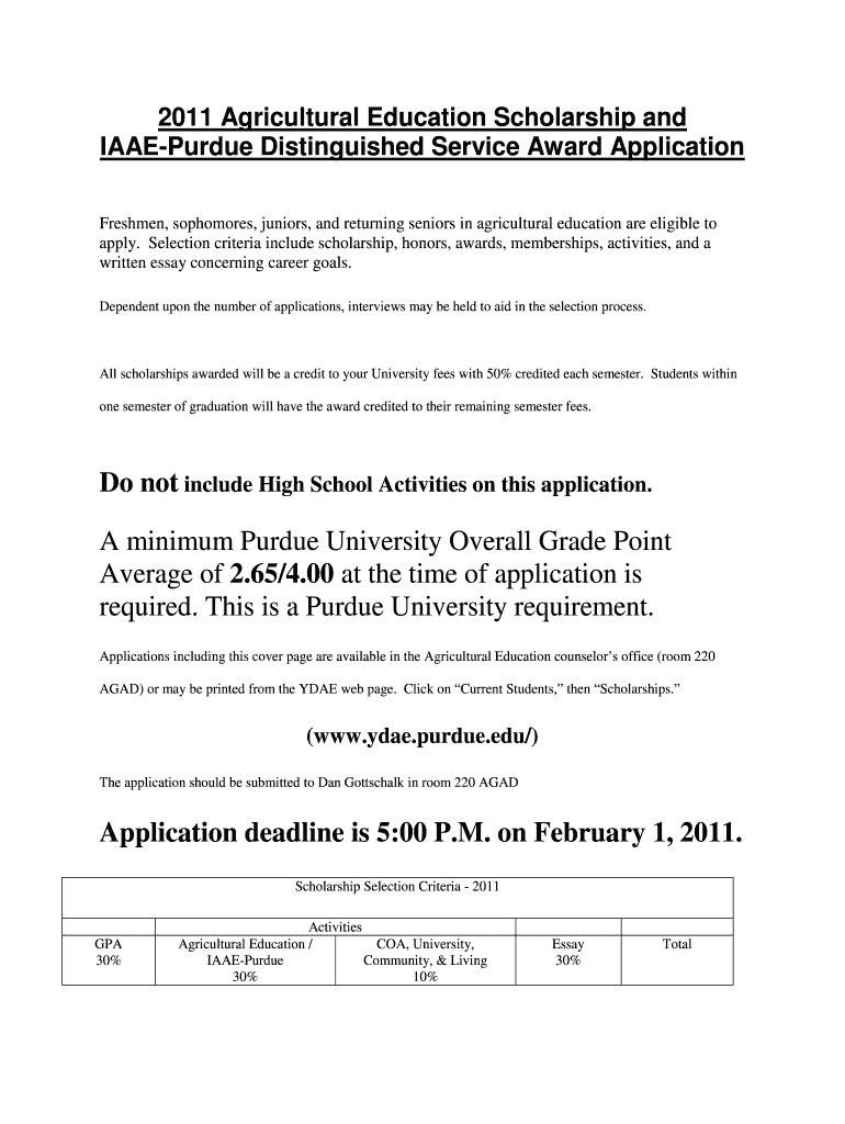 Fillable Online ydae purdue IAAEPurdue Distinguished Service Award ...