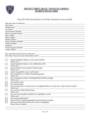 Fillable Online cedarlakein IDENTITY THEFT- FRAUD FINANCIAL CRIMES ...