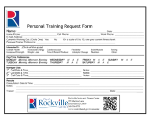 Fillable Online rockvillemd Personal Training Request Form - Rockville ...