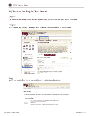 Fillable Online hr fsu Self Service - Enrolling in Direct Deposit Fax Email Print - pdfFiller