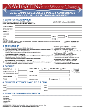 Fillable Online 3 PAYMENT 4 EXHIBITOR ATTENDEE NAME TITLE amp EMAIL 1 ...