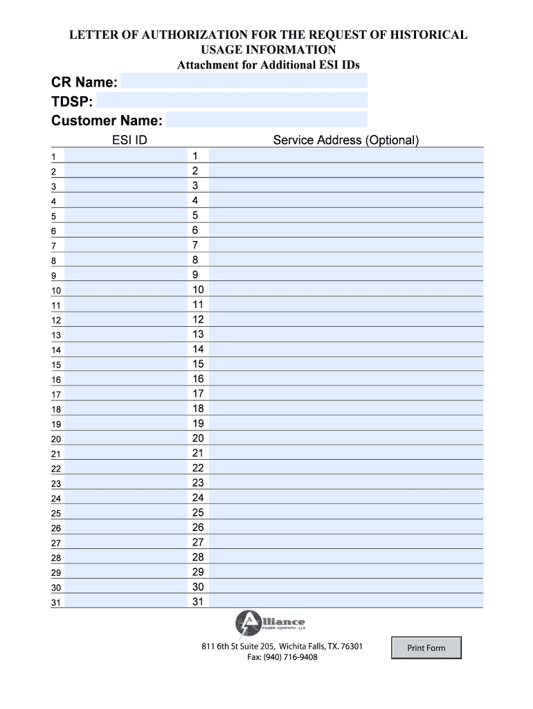 Fillable Online LETTER OF AUTHORIZATION FOR THE REQUEST OF HISTORICAL ...