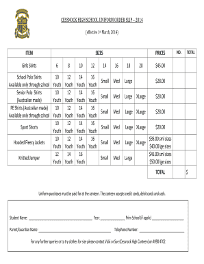Fillable Online cessnock-h schools nsw edu CESSNOCK HIGH SCHOOL UNIFORM ...