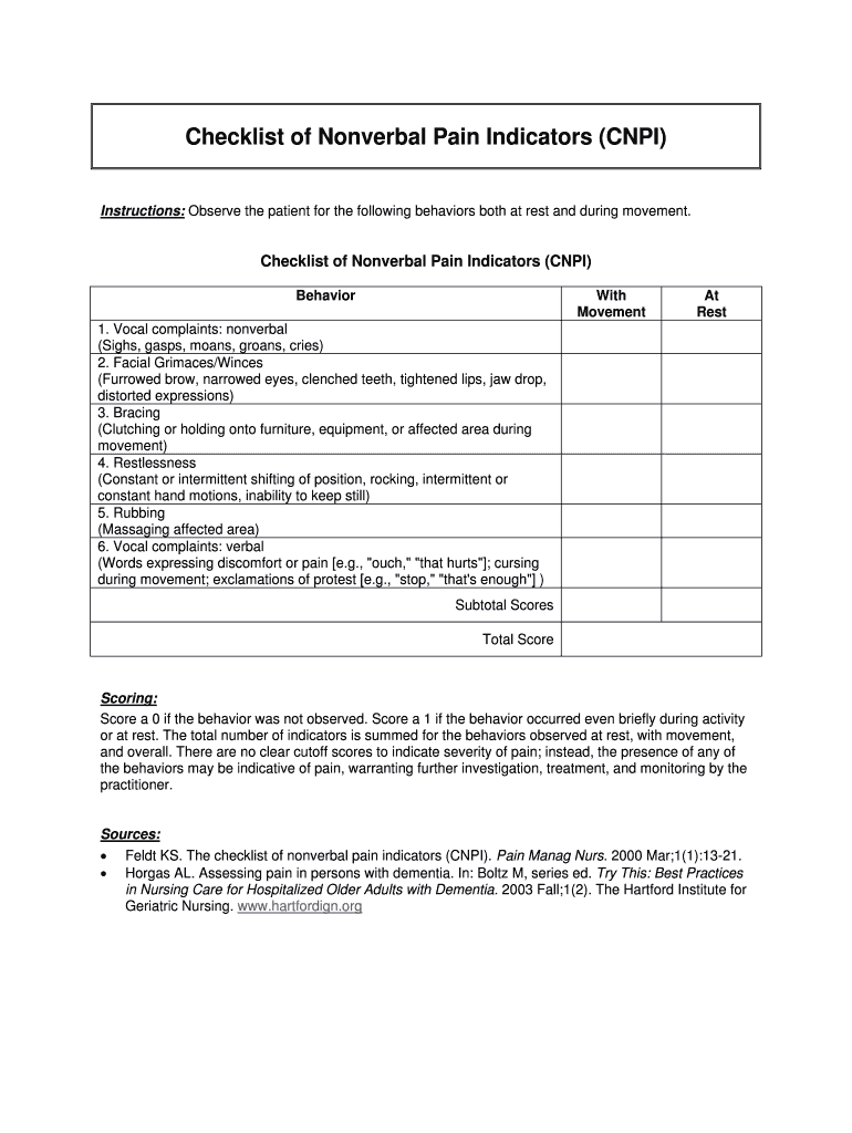 Cnpi Pain Scale - Fill Online, Printable, Fillable, Blank | pdfFiller