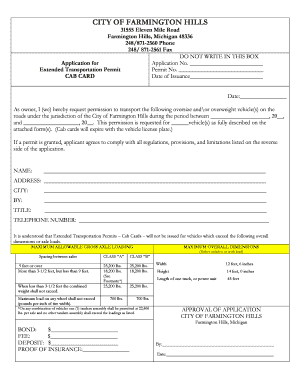 Fillable Online Application for Cab Cards Fax Email Print - pdfFiller