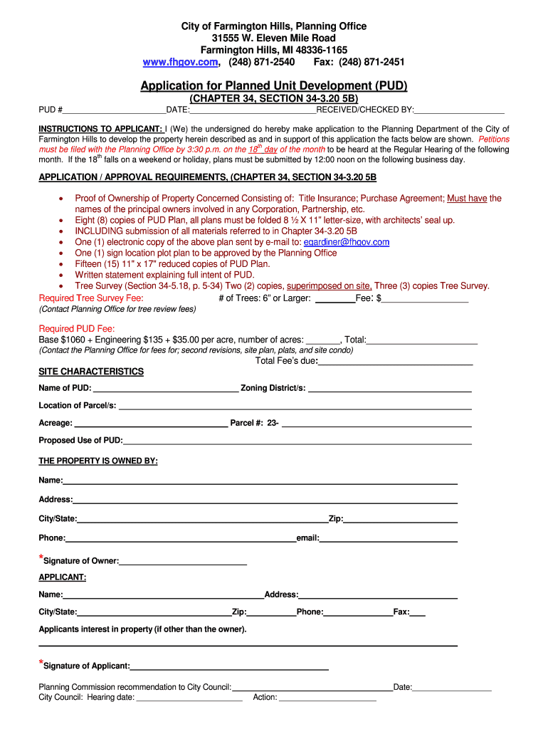 Fillable Online PCD - Planned Unit Development Application Fax Email ...
