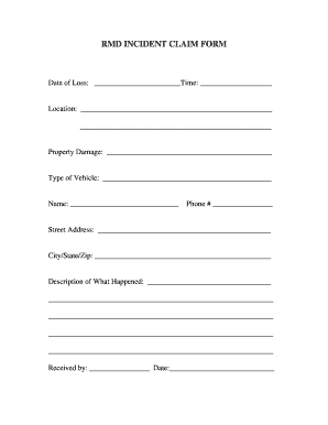 Fillable Online RMD INCIDENT CLAIM FORM - pontiacmius Fax Email Print ...