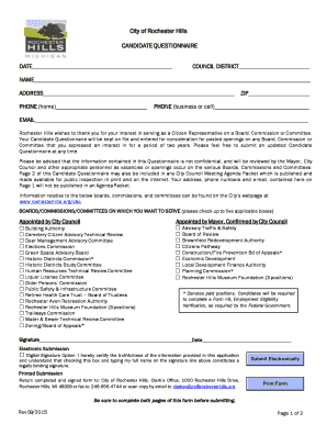 Fillable Online rochesterhills City of Rochester Hills CANDIDATE ...