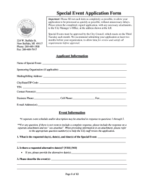 Fillable Online Special Event Application Form - cityofnewbuffaloorg ...