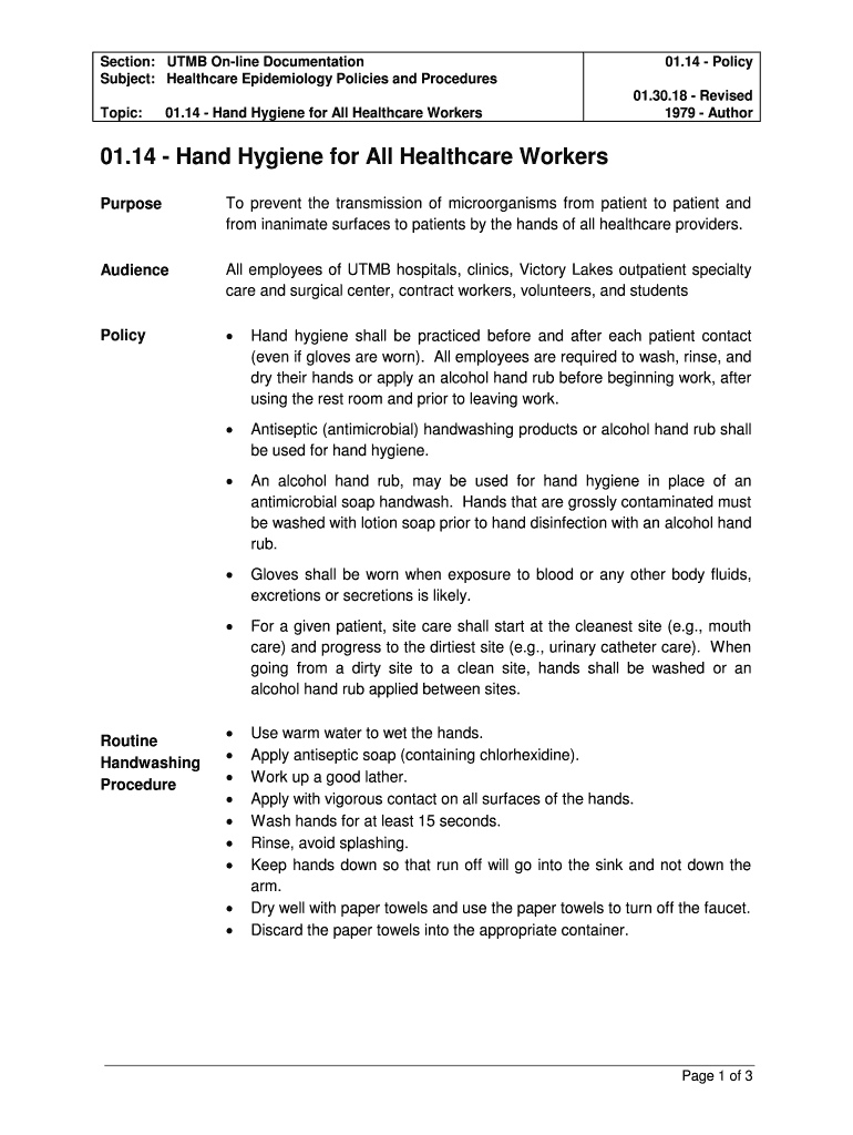 Fillable Online 14 - Hand Hygiene for All Healthcare Workers Fax Email ...