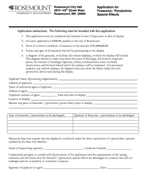 Fillable Online ci rosemount mn Rosemount City Hall Application for ...