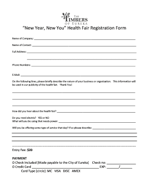 Fillable Online New Year New You Health Fair Registration Form Fax ...