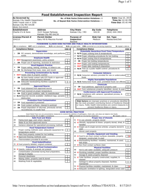 Fillable Online Food Establishment Inspection Report - datakcmoorg Fax ...