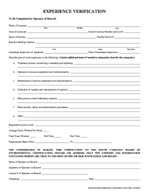 Fillable Online EXPERIENCE VERIFICATION INSTRUCTIONS - LLR Fax Email ...