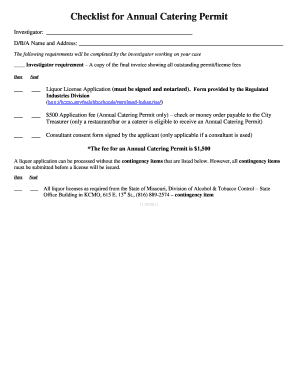 Fillable Online Checklist for Annual Catering Permit Fax Email Print ...