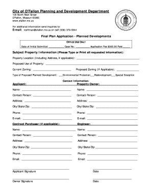 Fillable Online Final Plan Application Planned Developments Fax Email ...