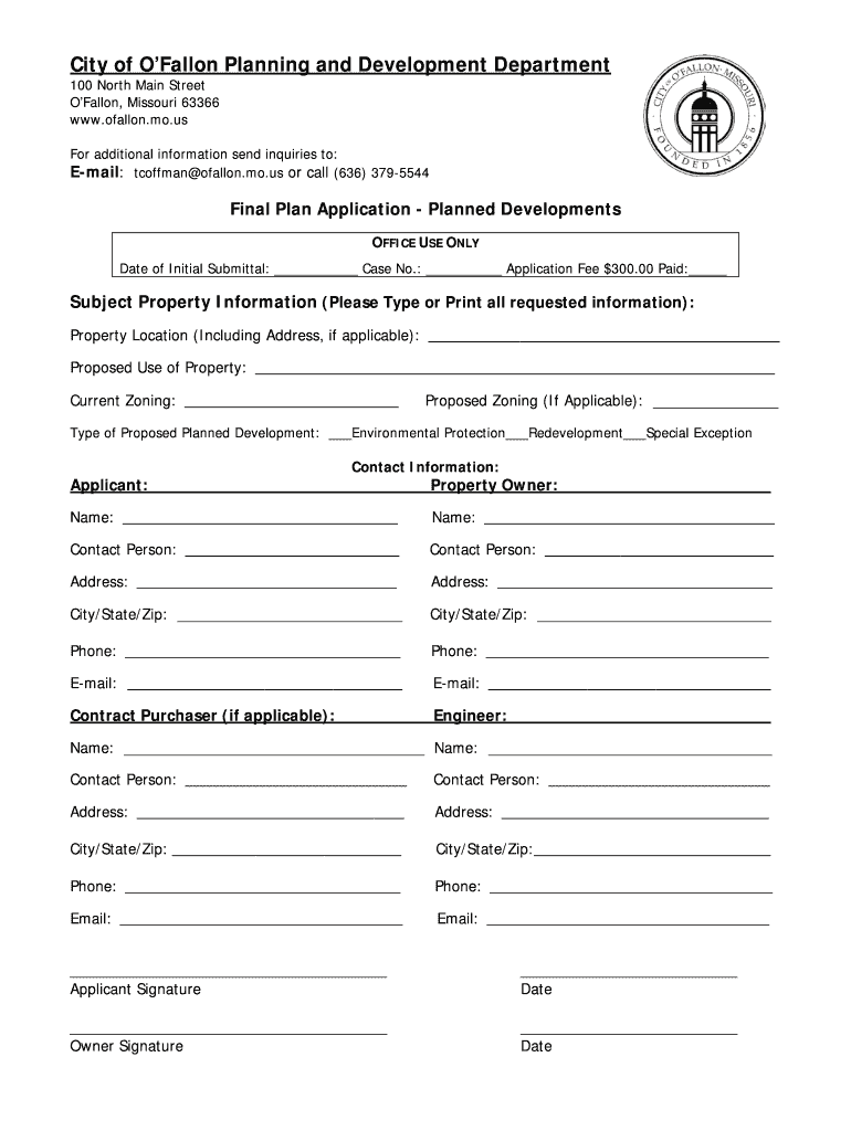 Fillable Online Final Plan Application Planned Developments Fax Email Print - pdfFiller
